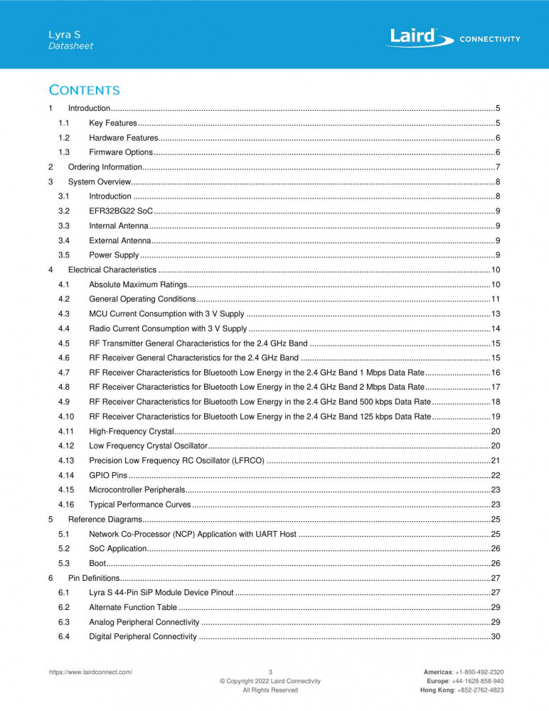 Laird Lyra S datasheet page 3
