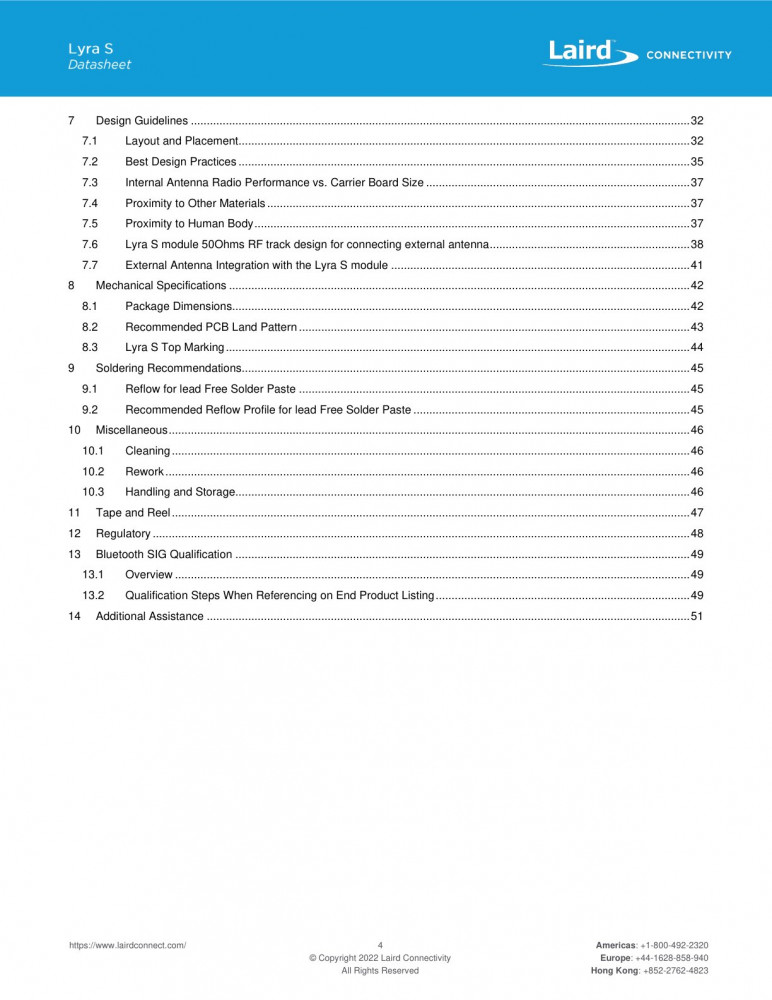 Laird Lyra S datasheet page 4