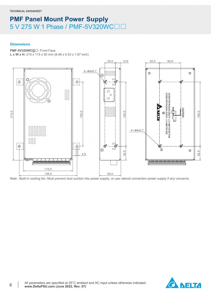 DELTA PMF-5V320WCAR datasheet page 6