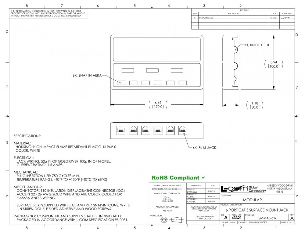 L-com SMM45-6W technical document preview