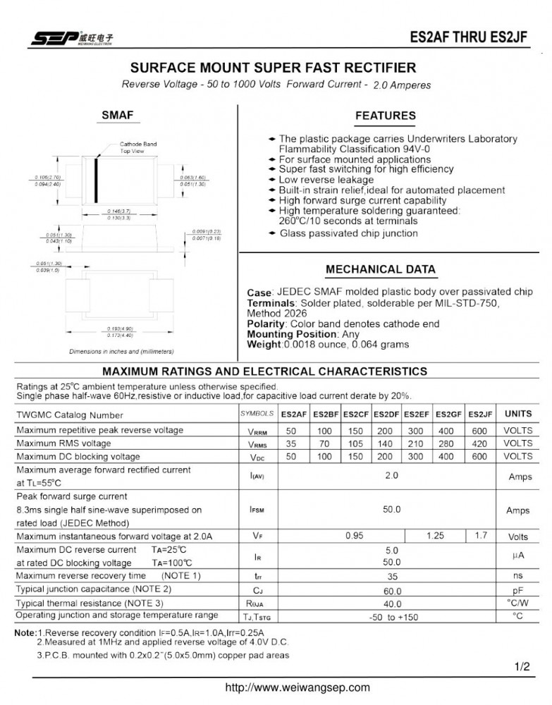 SEP ES2JF datasheet page 1