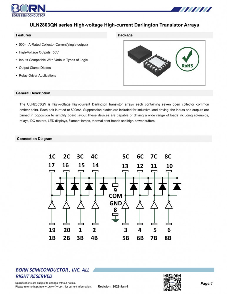 ULN2803QN datasheet page 1