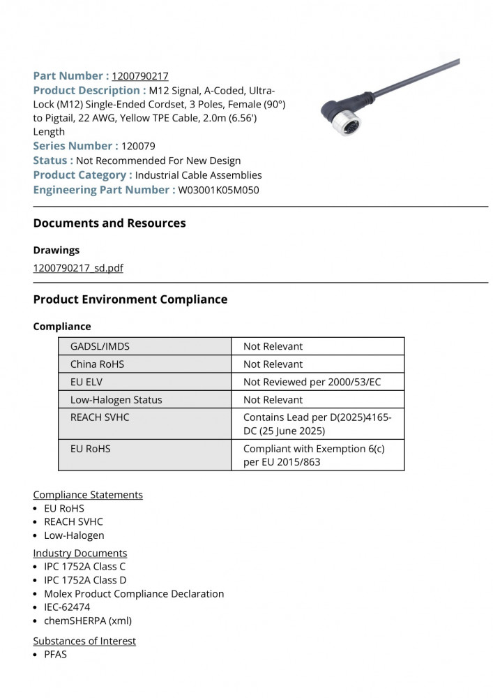 MOLEX 1200790217 product drawing page 1