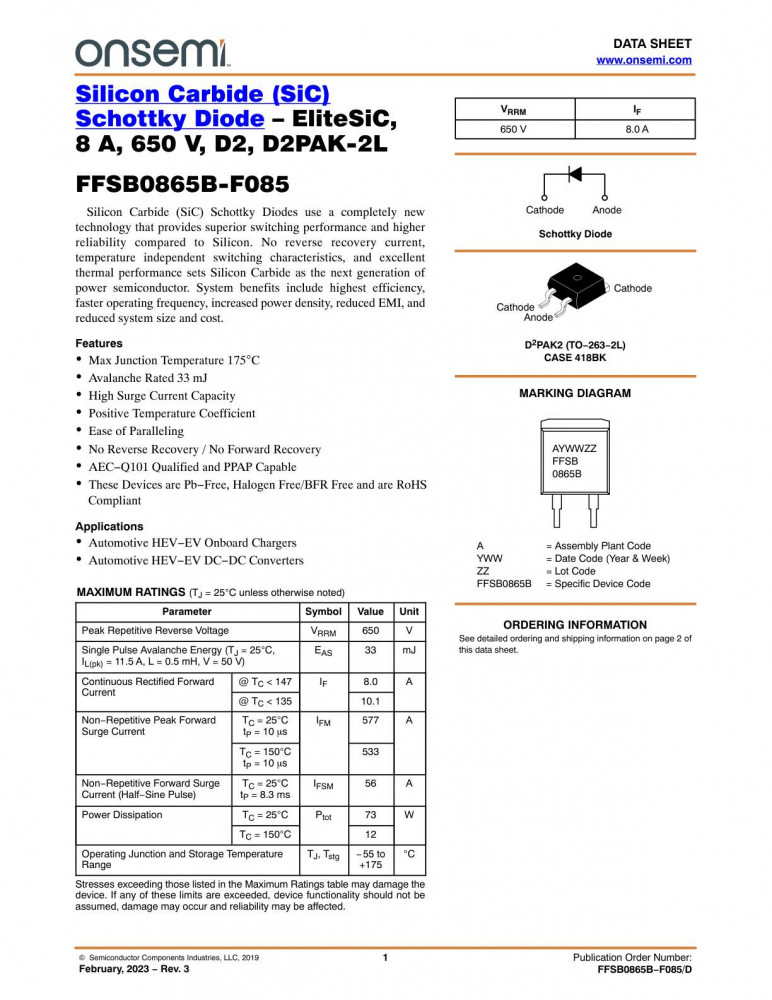 FFSB0865B-F085 technical document, page 1