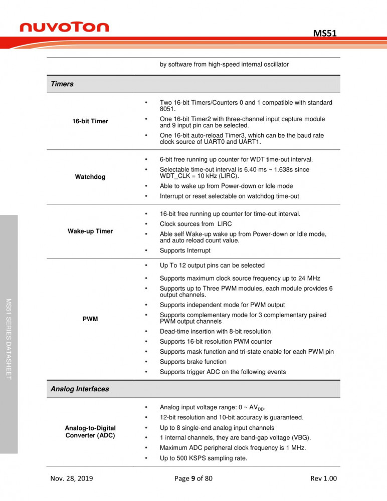 MS51 datasheet page 9