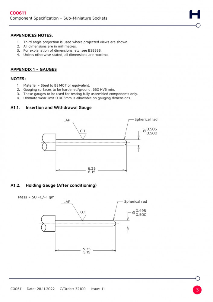 Harwin D01-9902001 technical document page 3