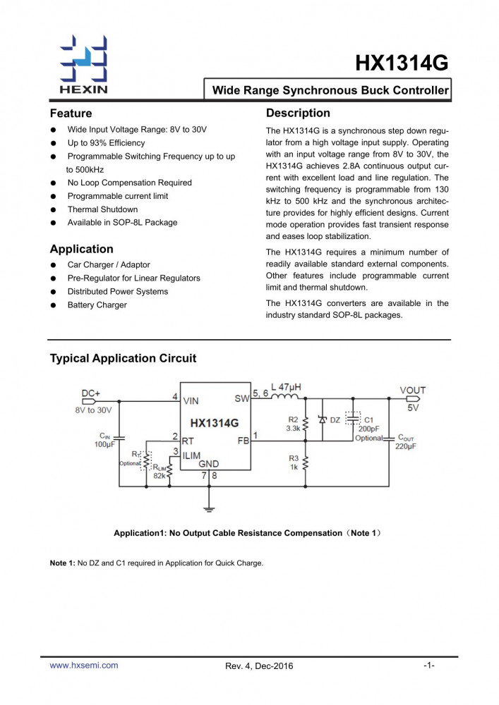 HX1314G datasheet page 1