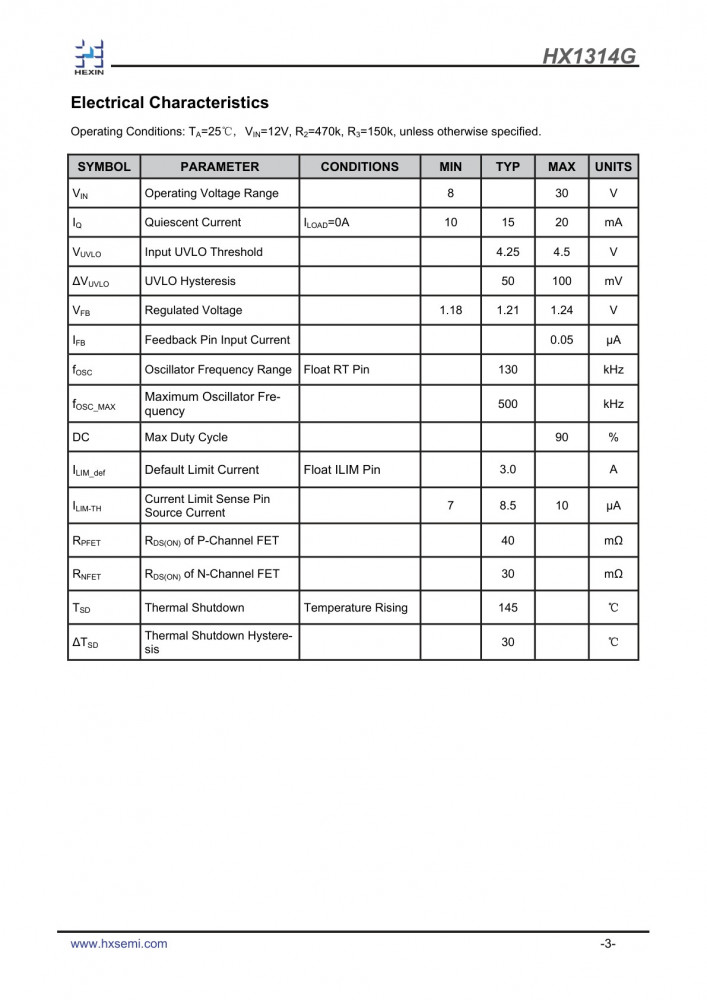 HX1314G datasheet page 3
