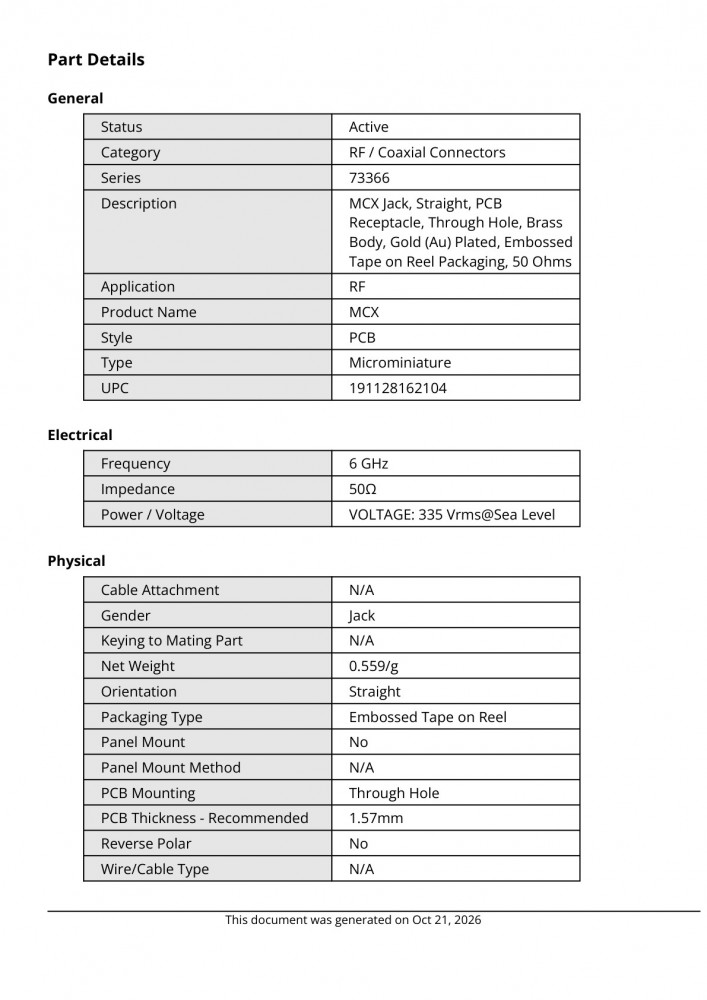 Technical document image 2 for MOLEX 733666192