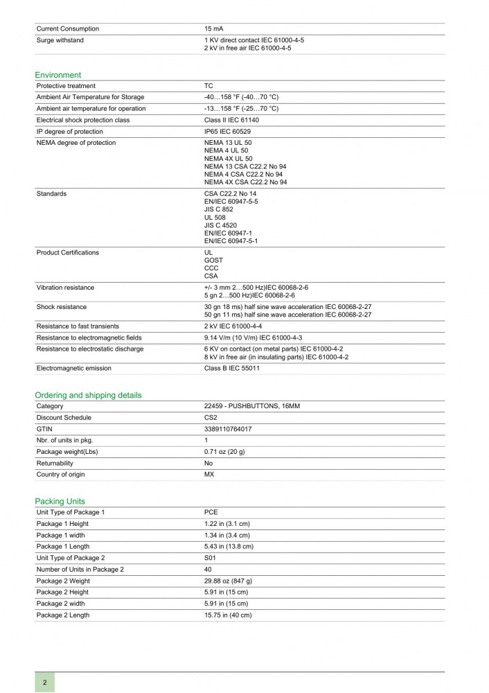 XB6AF4B5B technical document page 2