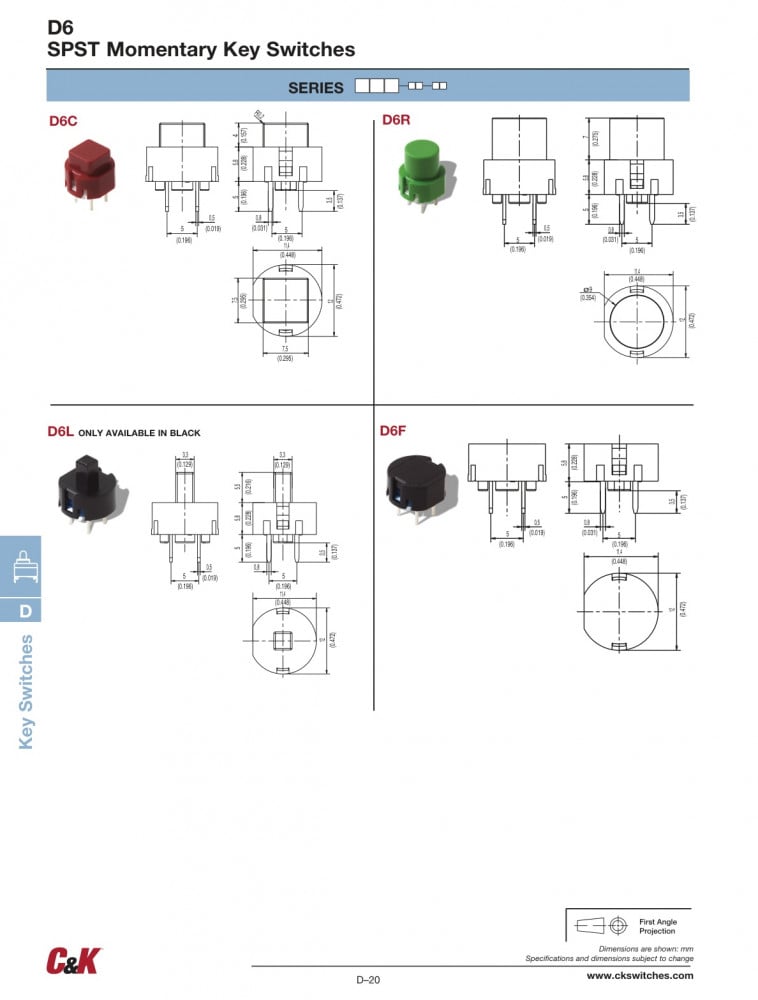 C&K D6R40F1LFS technical document page 2