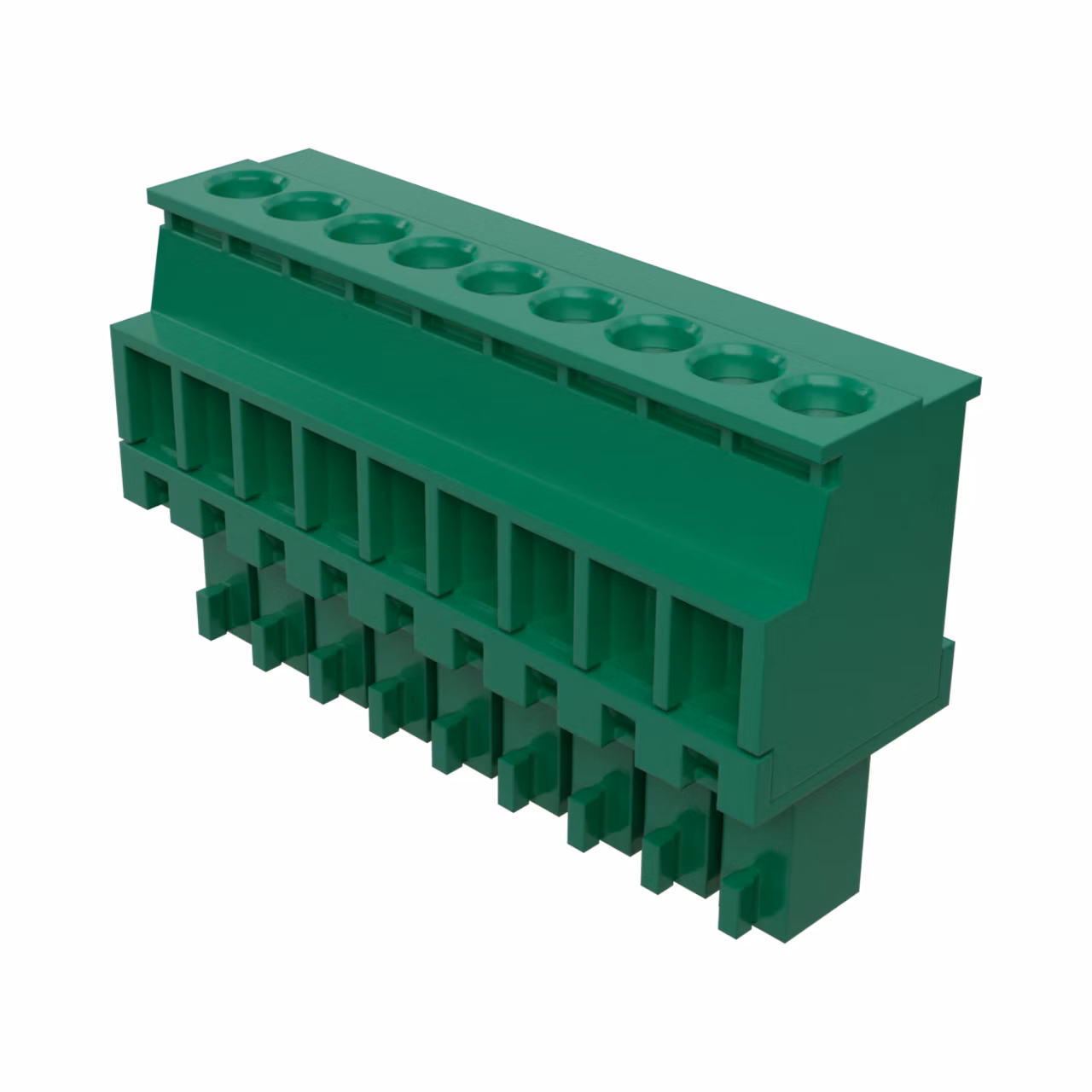 3.50mm Pitch Eurostyle Vertical Plug, Front Wire Entry, Green Housing, 9  Circuits for sale