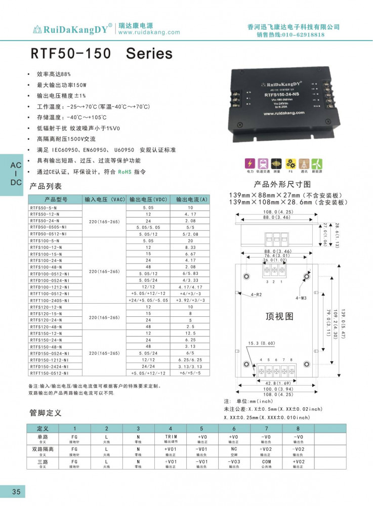 RTFS150-12-N technical document page