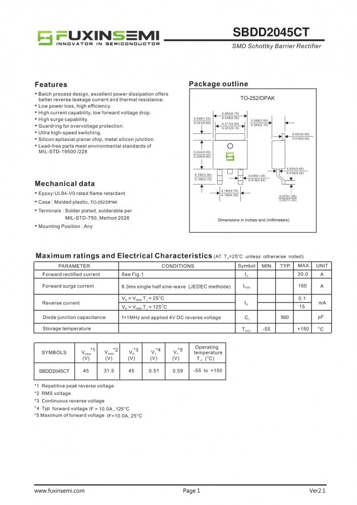 SBDD2045CT datasheet page 1