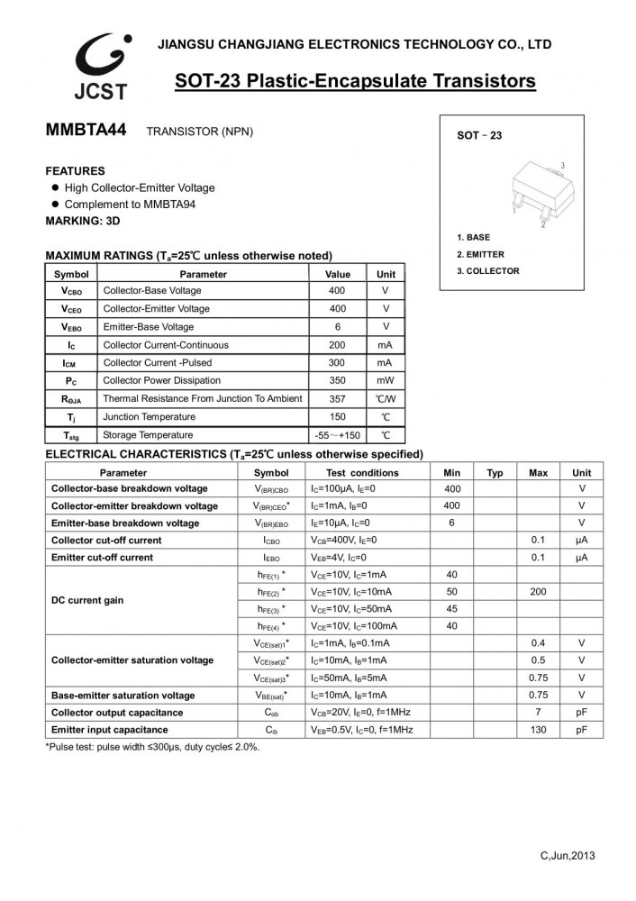 MMBTA44 datasheet page 1