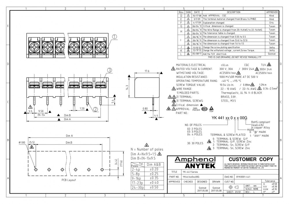Amphenol YK4410203000G technical drawing preview