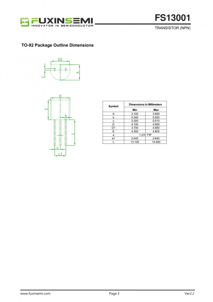 FS13001 datasheet page 3
