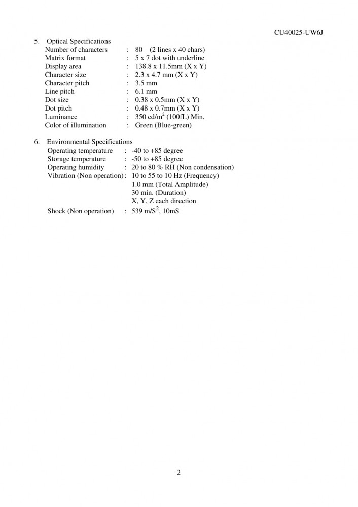 CU40025-UW6J specification page 3