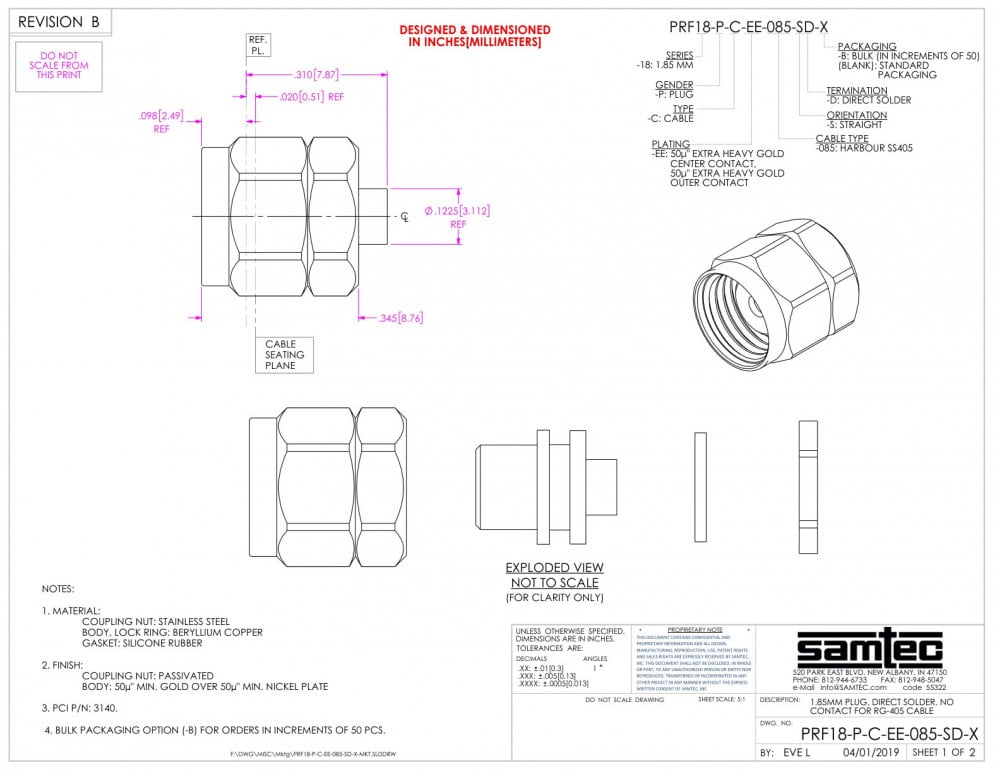 Samtec PRF18-P-C-EE-085-SD drawing page 1