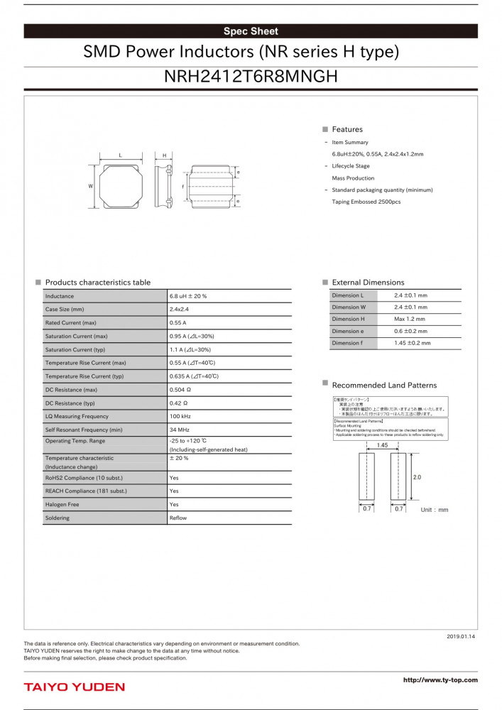 NRH2412T6R8MNGH technical document, page 1
