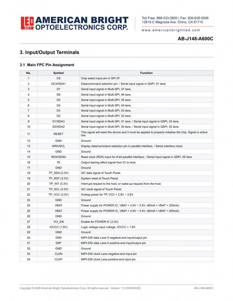AB-J148-A600C datasheet page 4