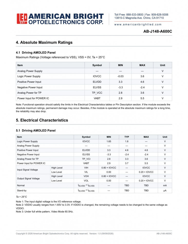 AB-J148-A600C datasheet page 6