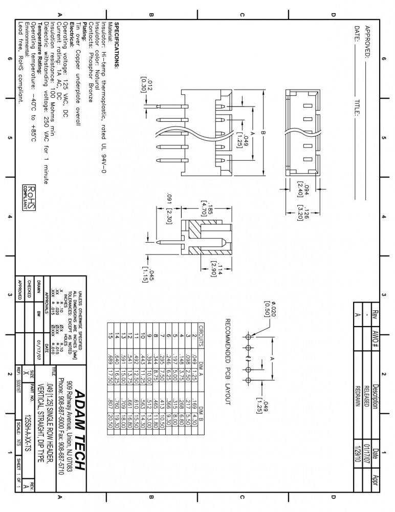 125SH-A-03-TS technical drawing page