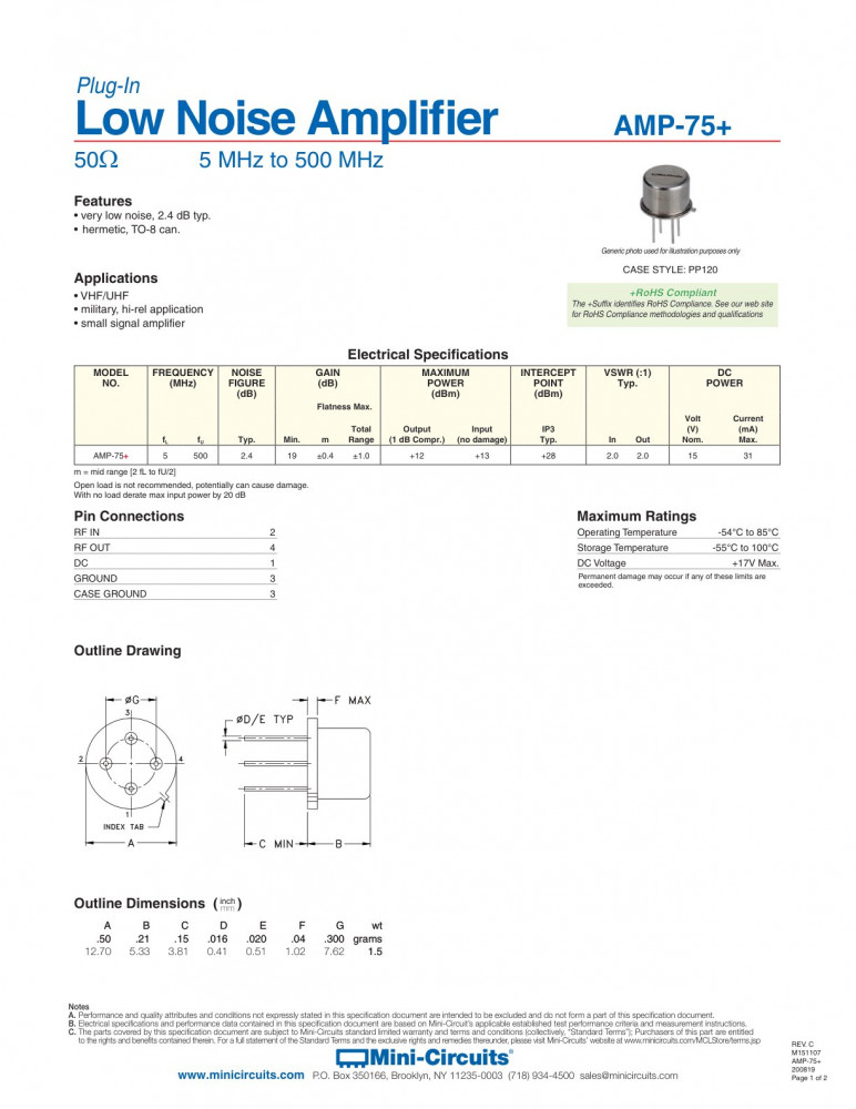 AMP-75+ technical document page 1