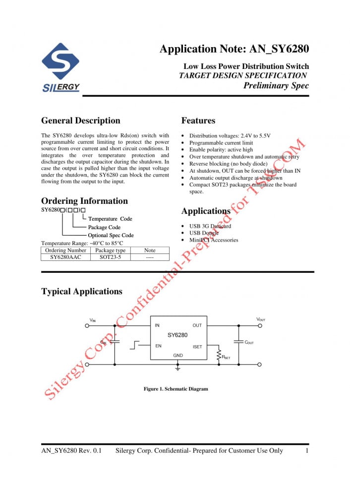 SY6280AAC datasheet page 1