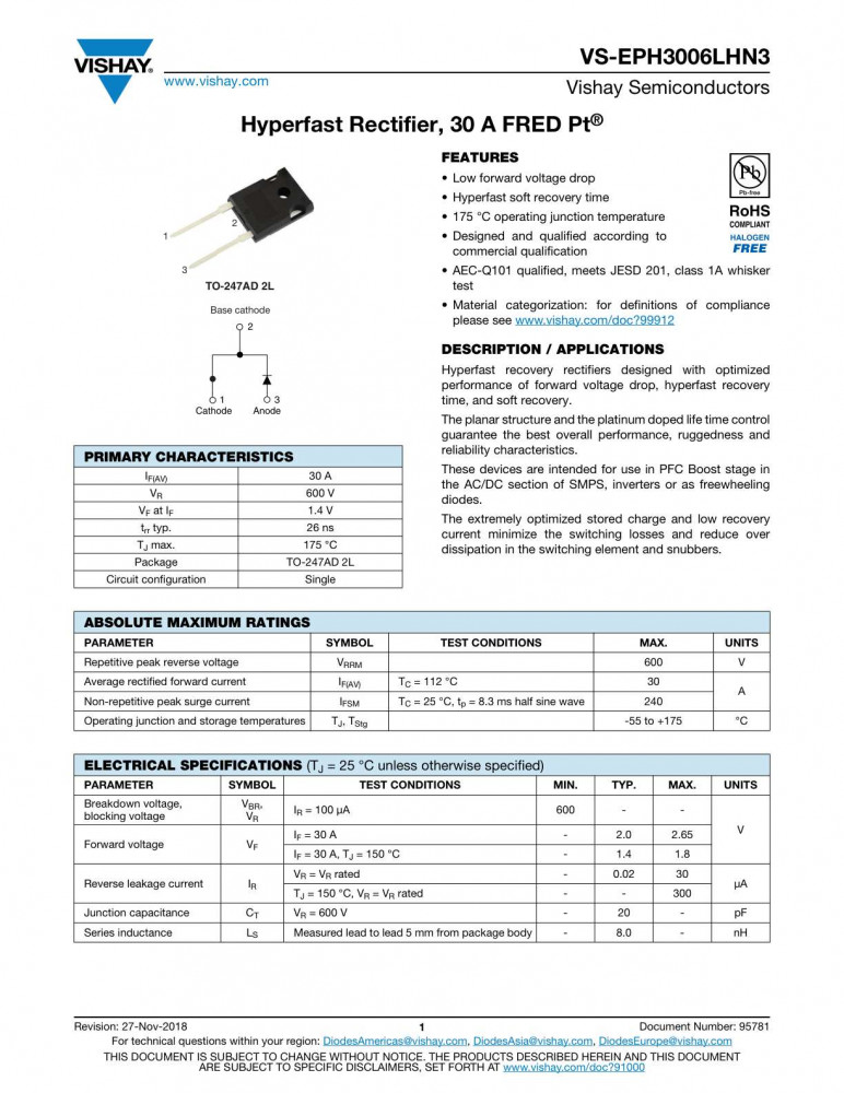 Vishay VS-EPH3006LHN3 datasheet page 1