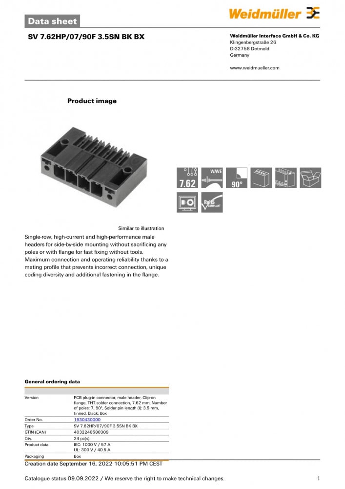 WEIDMULLER 1930430000 documentation page 1