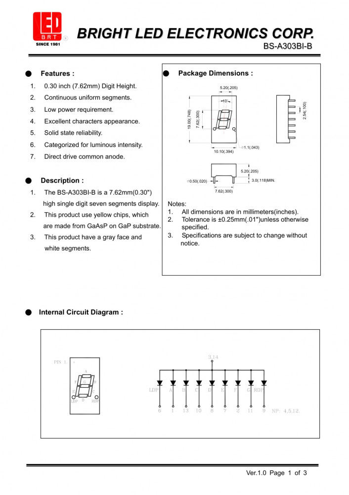 BS-A303BI-B datasheet page 1