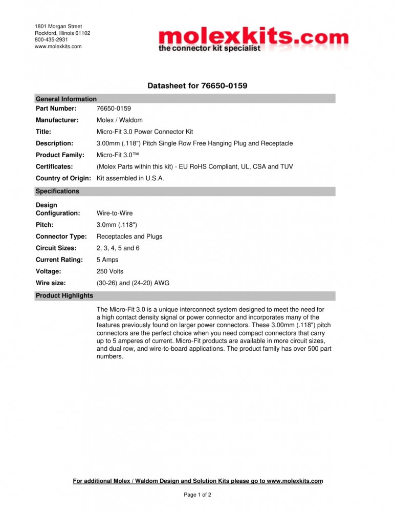 Micro-Fit 3.0 product document image 1