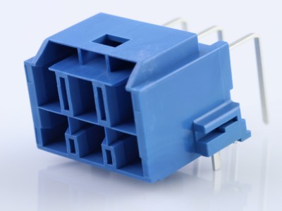 CP-6.5 Header, 6.50mm Pitch, Dual Row, Right-Angle, Polarized, Surface Mount, Tray Packaging, 6 Circuits, Blue