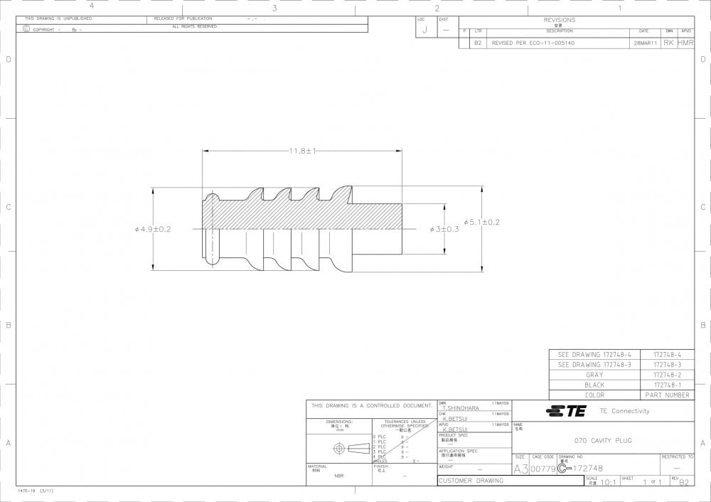 TE Connectivity 172748-2 technical drawing page