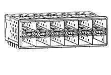 Small Form-factor Pluggable Plus (SFP+) Stacked 2-by-6 Multi-Port Connector with 2 Outer Lightpipe Ports, Elastomeric Gasket, 240 Circuits, Tin (Sn) Tails for sale