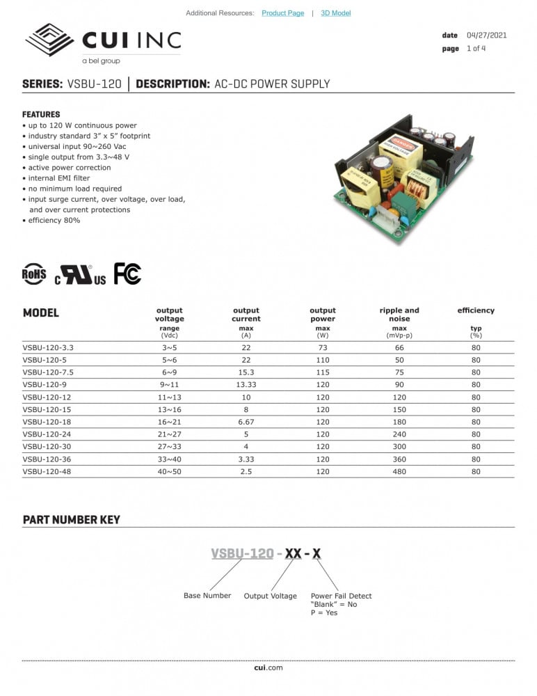 VSBU-120-18 datasheet page 1