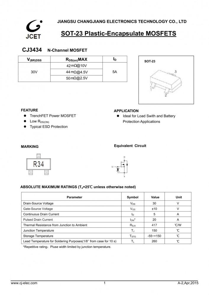 CJ3434 datasheet page 1