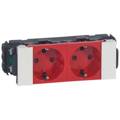 Mosaic™ - Multi-support multiple socket - 4x2P+E automatic terminals - red