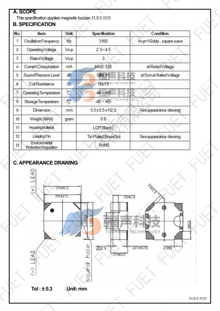 FUET-5525 product approval document page 2
