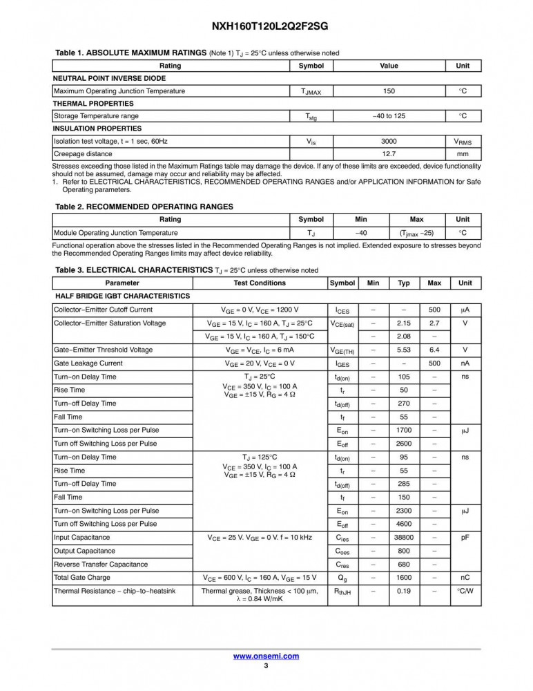NXH160T120L2Q2F2SG datasheet page 3