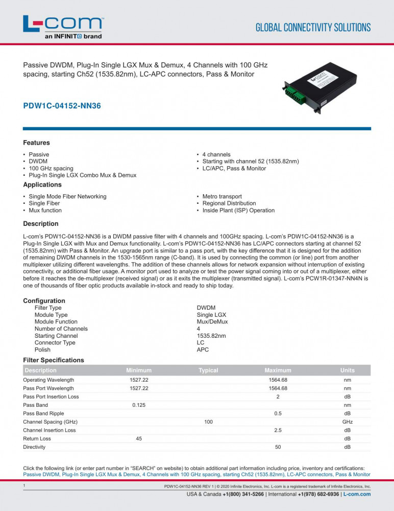 PDW1C-04152-NN36 technical document page 1