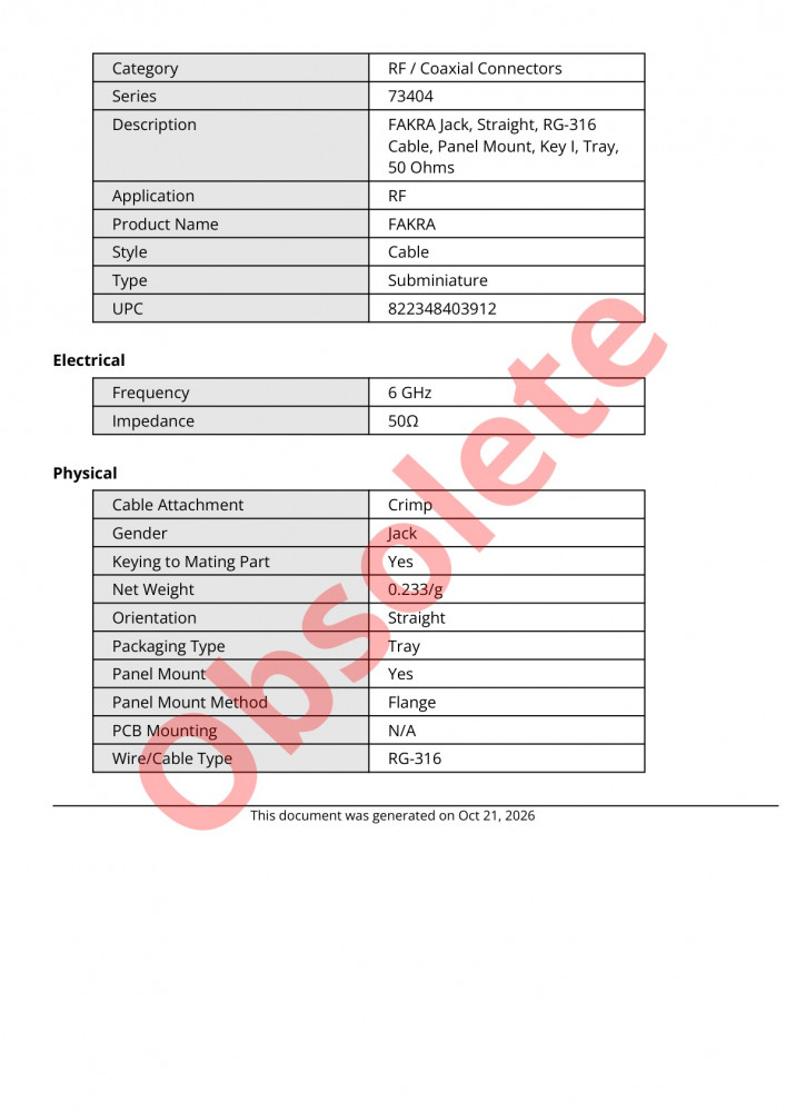 Product documentation page 2 for MOLEX 734041248