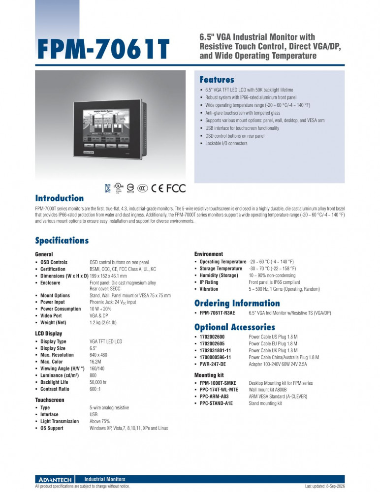 FPM-7061T technical document page 1