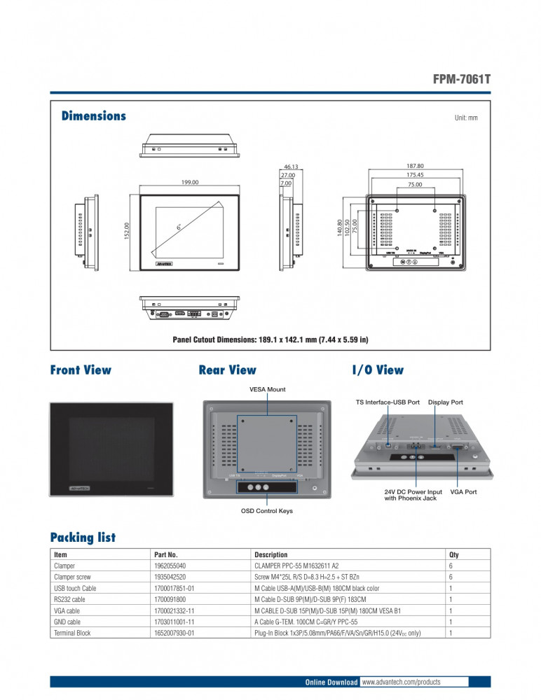 FPM-7061T technical document page 2