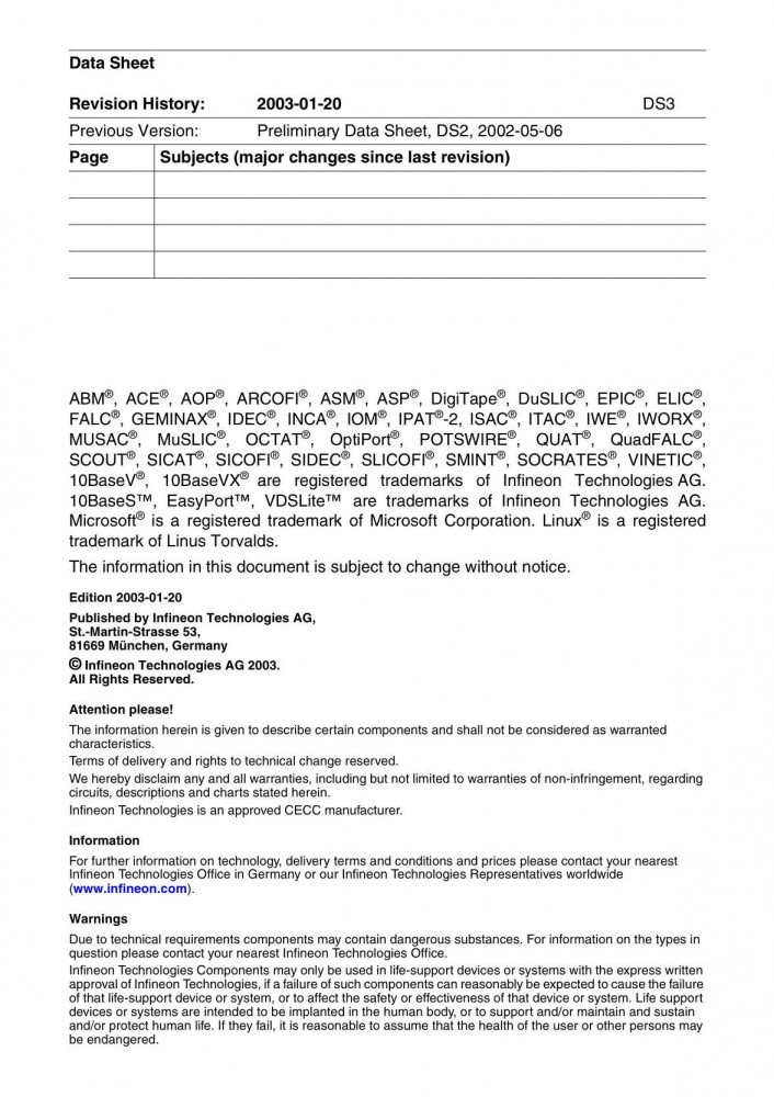 PXB4219EV3.4 datasheet page 2