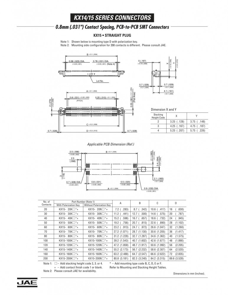 JAE KX15 straight plug documentation