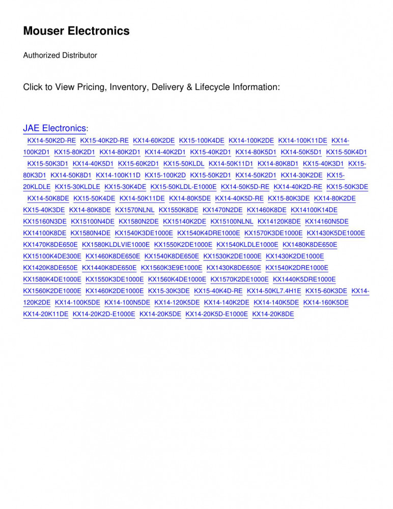 JAE KX14/15 PCB application documentation
