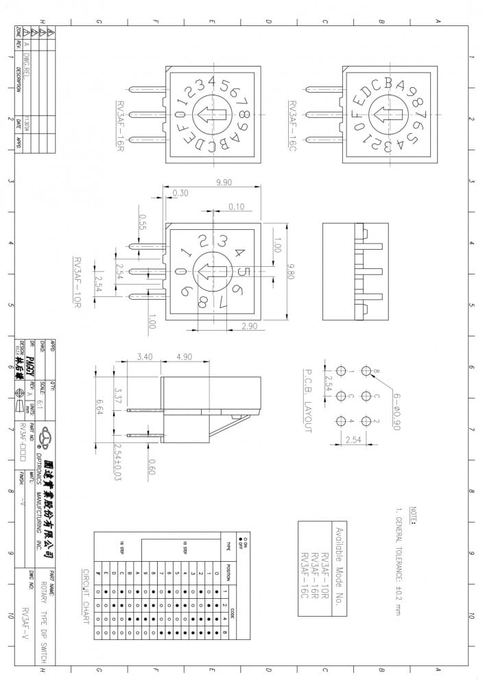 RV3AF-16R-V-B technical document page 1