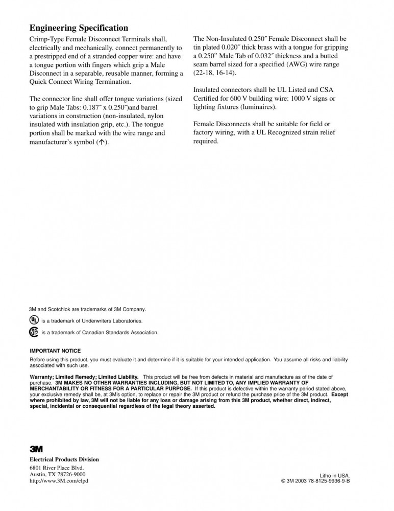 3M MU18-250DFK technical document page 2